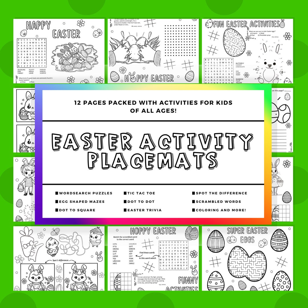 Easter Activity Placemats, Coloring Sheets, Kids Activity, Easter ...