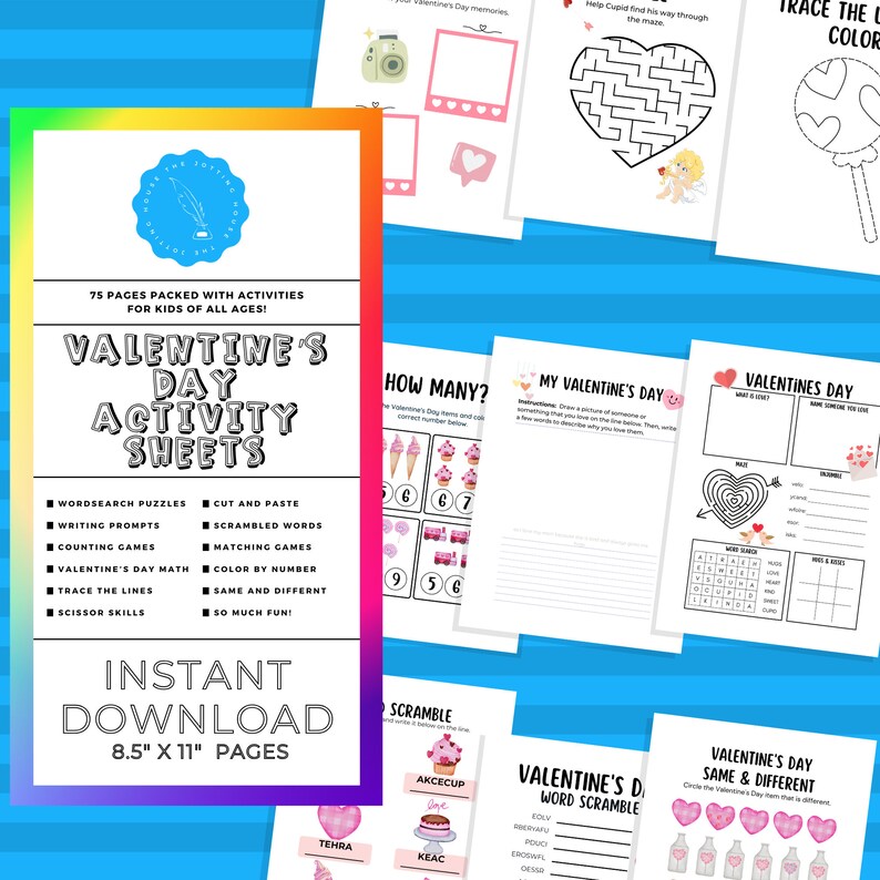Valentine's Day Coloring and Activity Sheets, Simple, Kids Activity ...