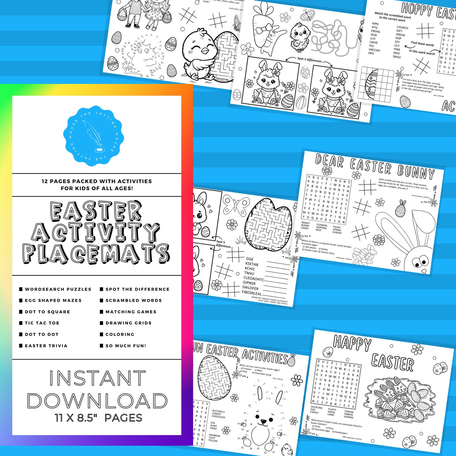 Easter Activity Placemats, Coloring Sheets, Kids Activity, Easter ...
