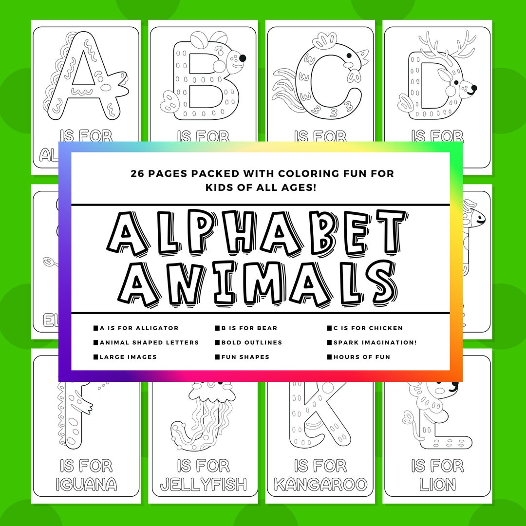 Alphabet Animals Coloring Pages, Coloring Sheets, Kids Activity ...