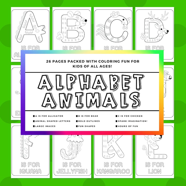 Alphabet Animals Coloring Pages, Coloring Sheets, Kids Activity ...