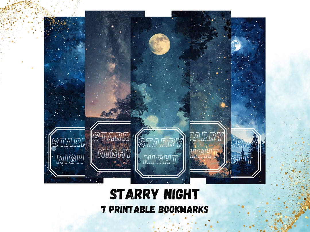 Starry Night Bookmarks, Set 7 Printable Bookmarks - Etsy