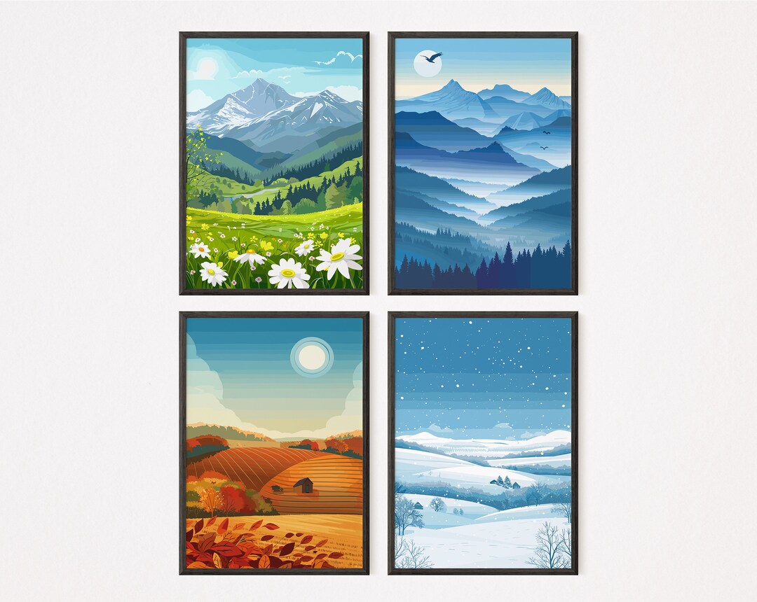 The Four Season - Set of 4 | Vector Art 18 | Home Decor | Spring ...