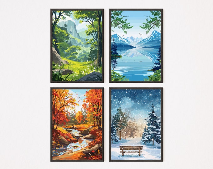 The Four Season - Set of 4 | Vector Art 2 | Home Decor | Spring ...