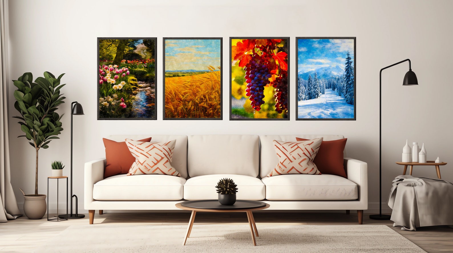 The Four Seasons V.2 - Set of 4 Watercolour Paintings, Home Decor ...