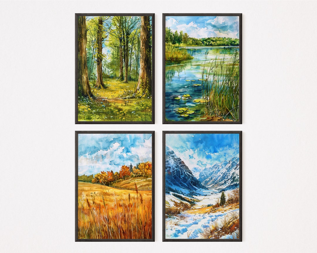 The Radiance - Four Seasons - Watercolor Prints, Set of 4 | Spring ...