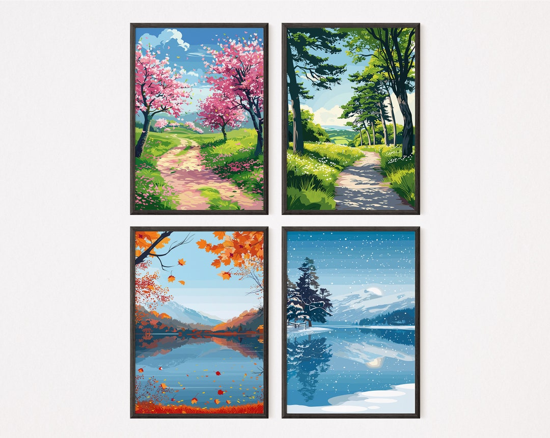 The Four Season - Set of 4 | Vector Art 3 | Home Decor | Spring ...