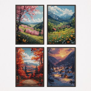 Four Seasons | the Seasons - Comic Book Prints | Set of 4 | Seasons ...