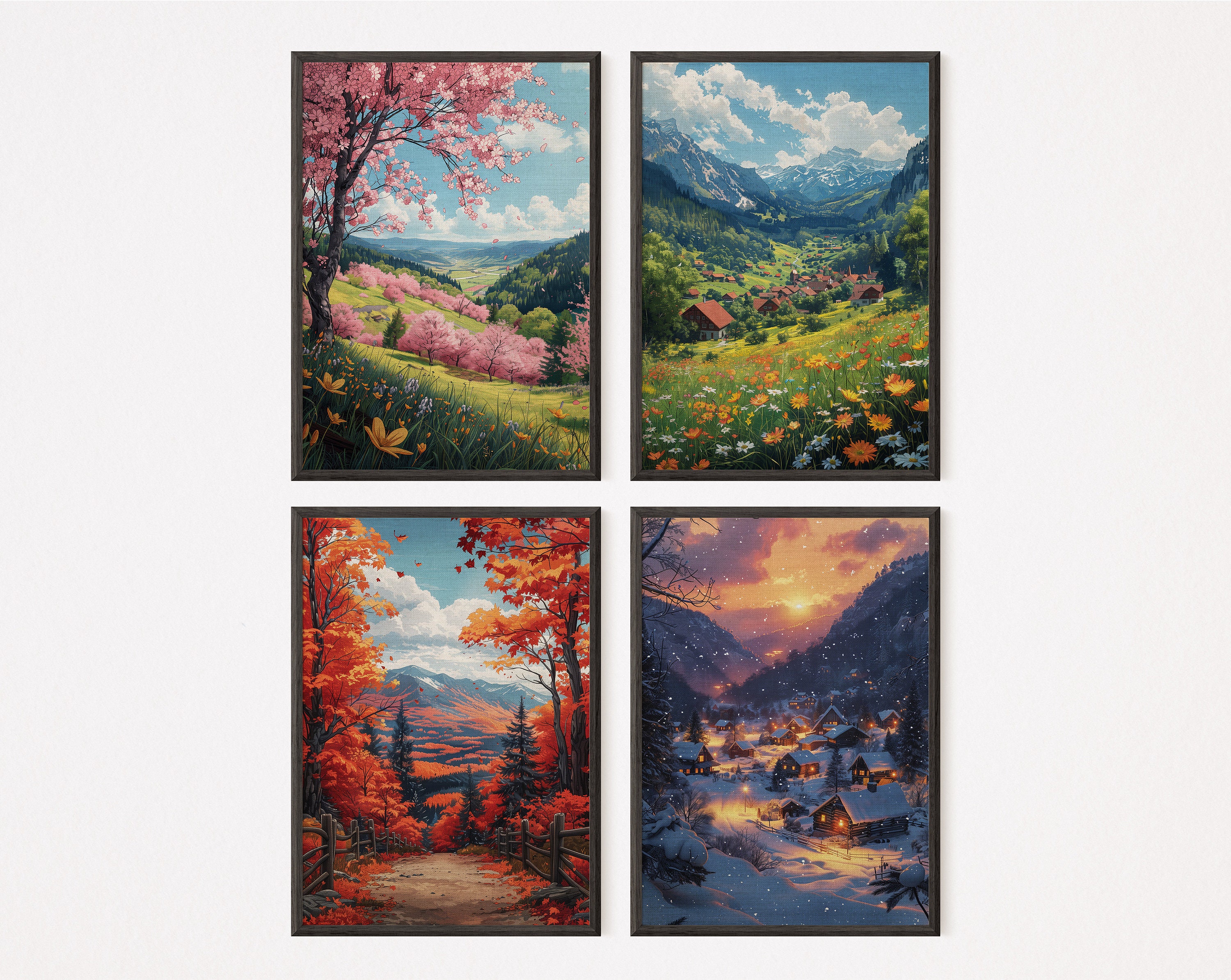Four Seasons | the Seasons - Comic Book Prints | Set of 4 | Seasons ...