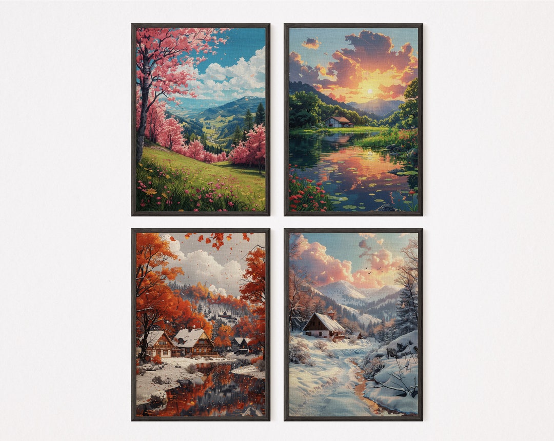 Four Seasons | the Peace - Comic Book Prints | Set of 4 | Seasons Print ...