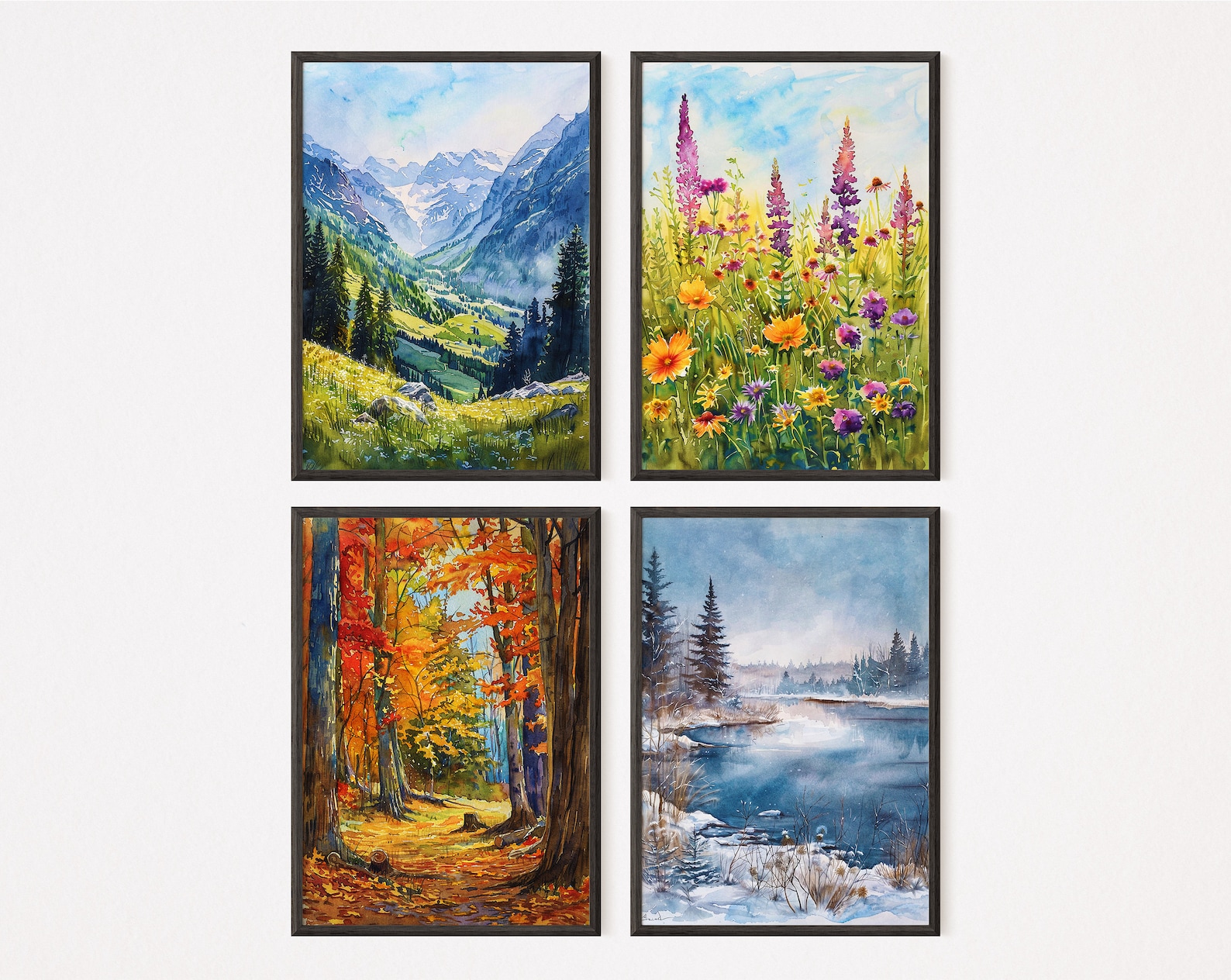 The Ethernal - Four Seasons - Watercolor Prints | Set of 4 | Seasons ...