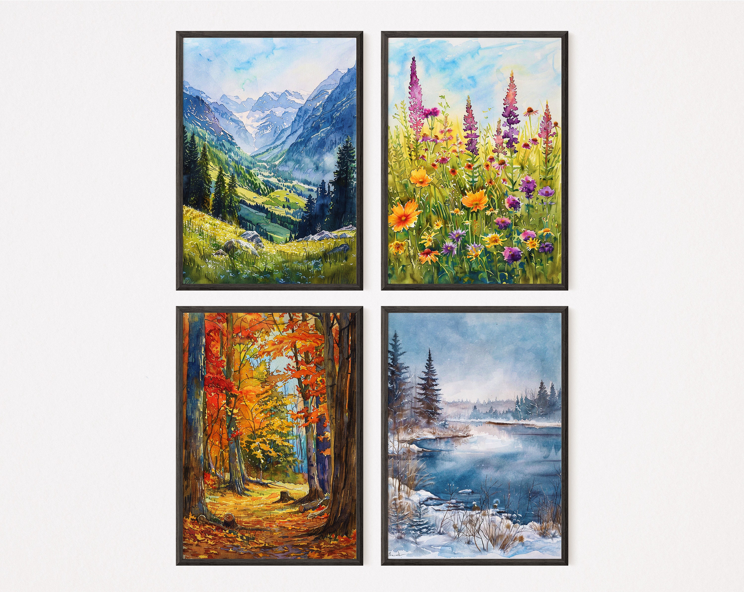 The Ethernal - Four Seasons - Watercolor Prints | Set of 4 | Seasons ...