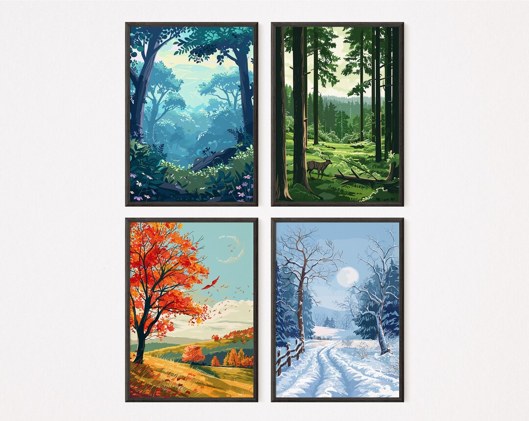 The Four Season - Set of 4 | Vector Art 23 | Home Decor | Spring ...