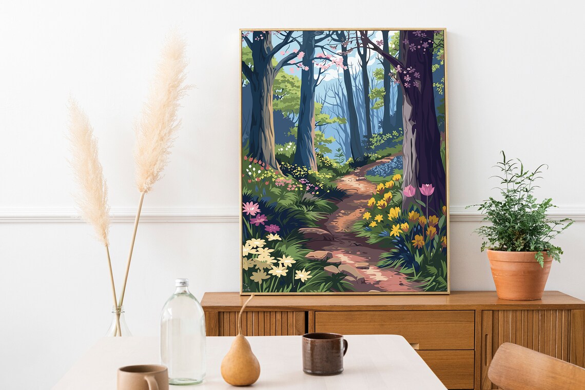 Hidden Footpath - the Four Seasons - Set of 4 Vector Illustration, Home ...