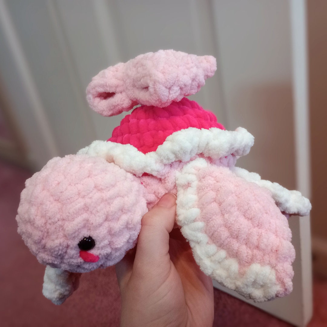 Cute Coquette Handmade Turtle Plushie // Pink Bow Amigurumi Turtle - Etsy