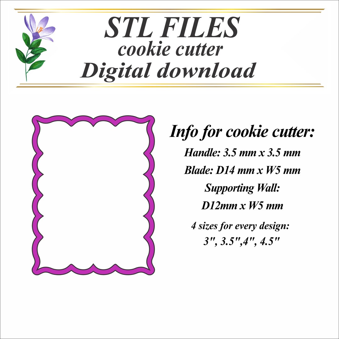 Rectangle Cookie Cutter STL Files: Scalloped Frame (digital Download ...