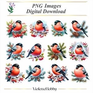 Winter Chickadees on Branches Digital Art - Scrapbooking, Card Making, Invitations| Commercial ...