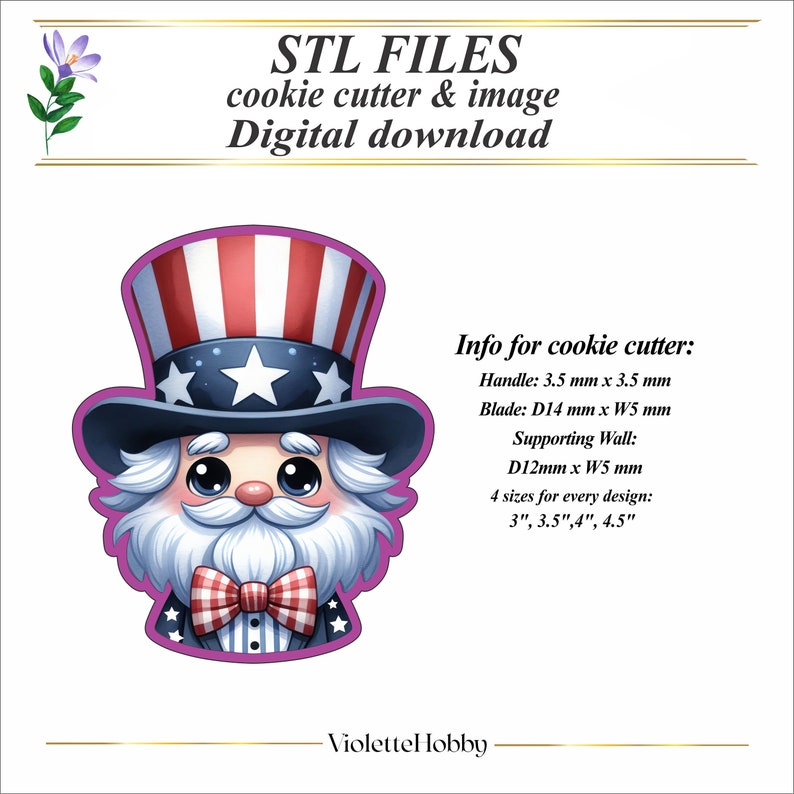 STL Files Cookie Cutter/cookie/uncle Sam/usa/independence Day/digital ...