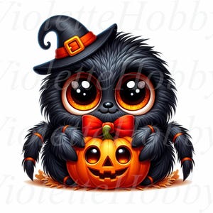 Halloween Digital Clipart - Cute Witch, Ghost, Black Cat Illustrations ...