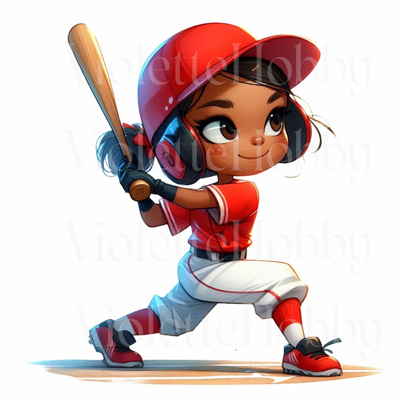 Baseball Player Clipart: Red Uniform, Sports Illustration (15 PNG ...