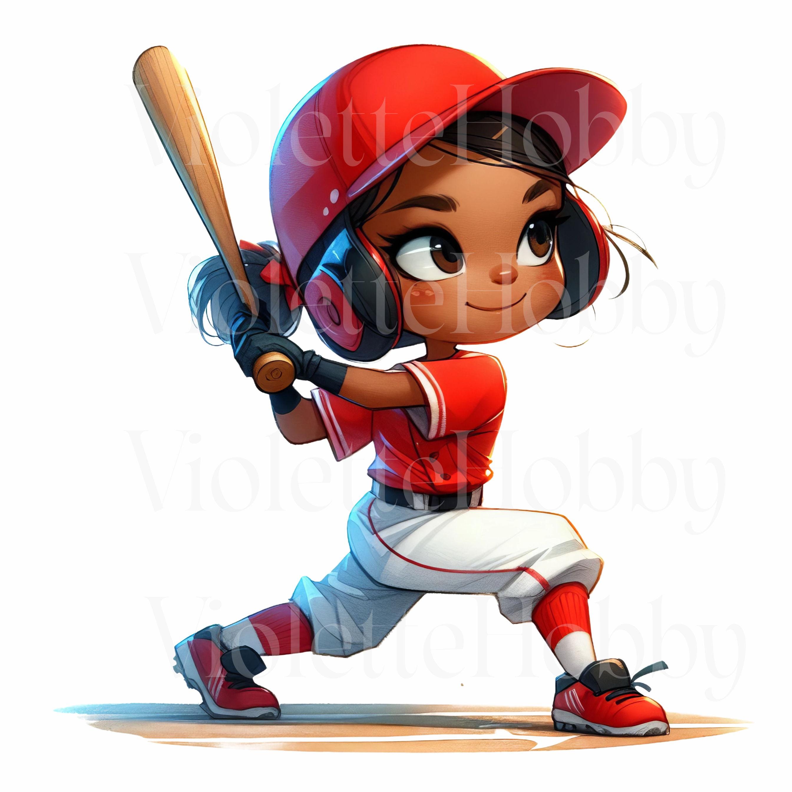 Baseball Player Clipart: Red Uniform, Sports Illustration (15 PNG ...