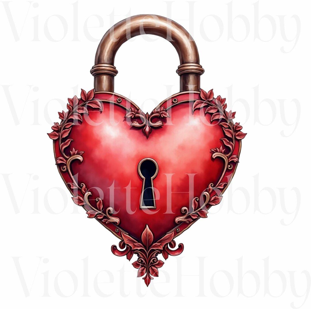 Valentine's Day Heart Lock Clip Art - 12 PNG Files - Etsy