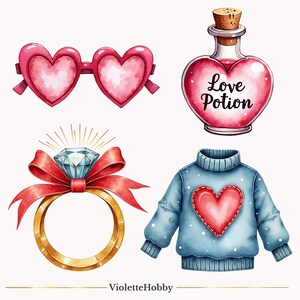 Valentine's Day PNG Clip Art Set - 20 Romantic Love Graphics - Etsy