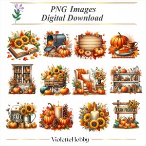 Cozy Autumn Clipart Collection: Fall-themed Digital Illustrations of ...