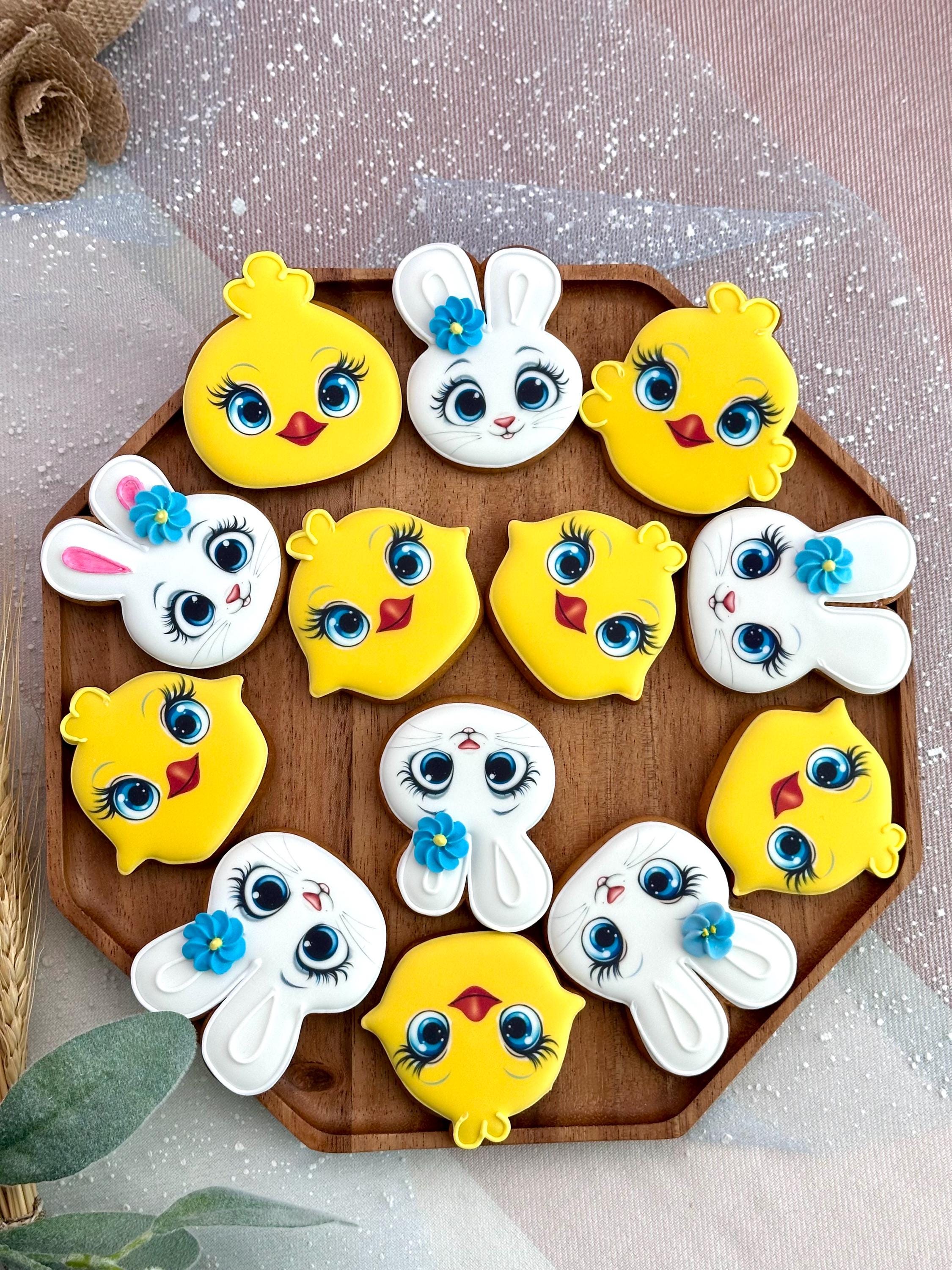 Bunny & Chick Faces Clipart: Edible Printing, Cookie Decor (40 PNG ...