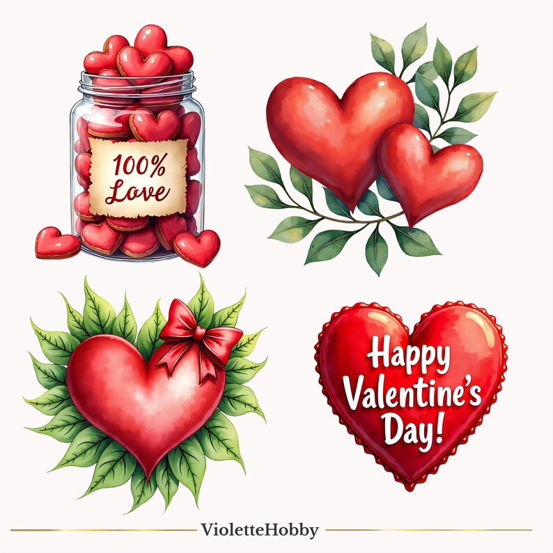 Valentine's Day PNG Clip Art Set - 20 Romantic Love Graphics - Etsy