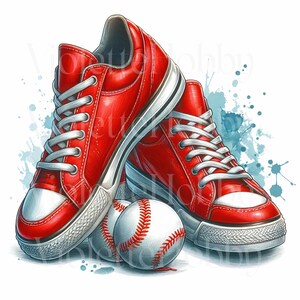 Baseball Player Clipart: Red Uniform, Sports Illustration (15 PNG ...