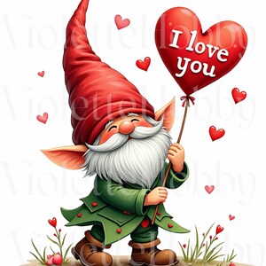 Valentine’s Day Gnomes Clipart Set | 12 PNG Files | Cute Love Gnomes ...