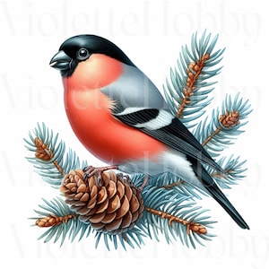 Winter Chickadees on Branches Digital Art - Scrapbooking, Card Making, Invitations| Commercial ...