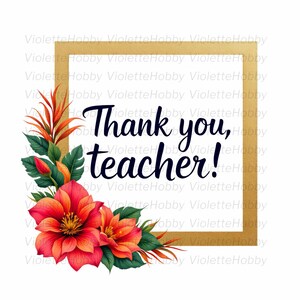 Thank You Teacher Floral PNG Clipart | Teacher Appreciation Frames ...