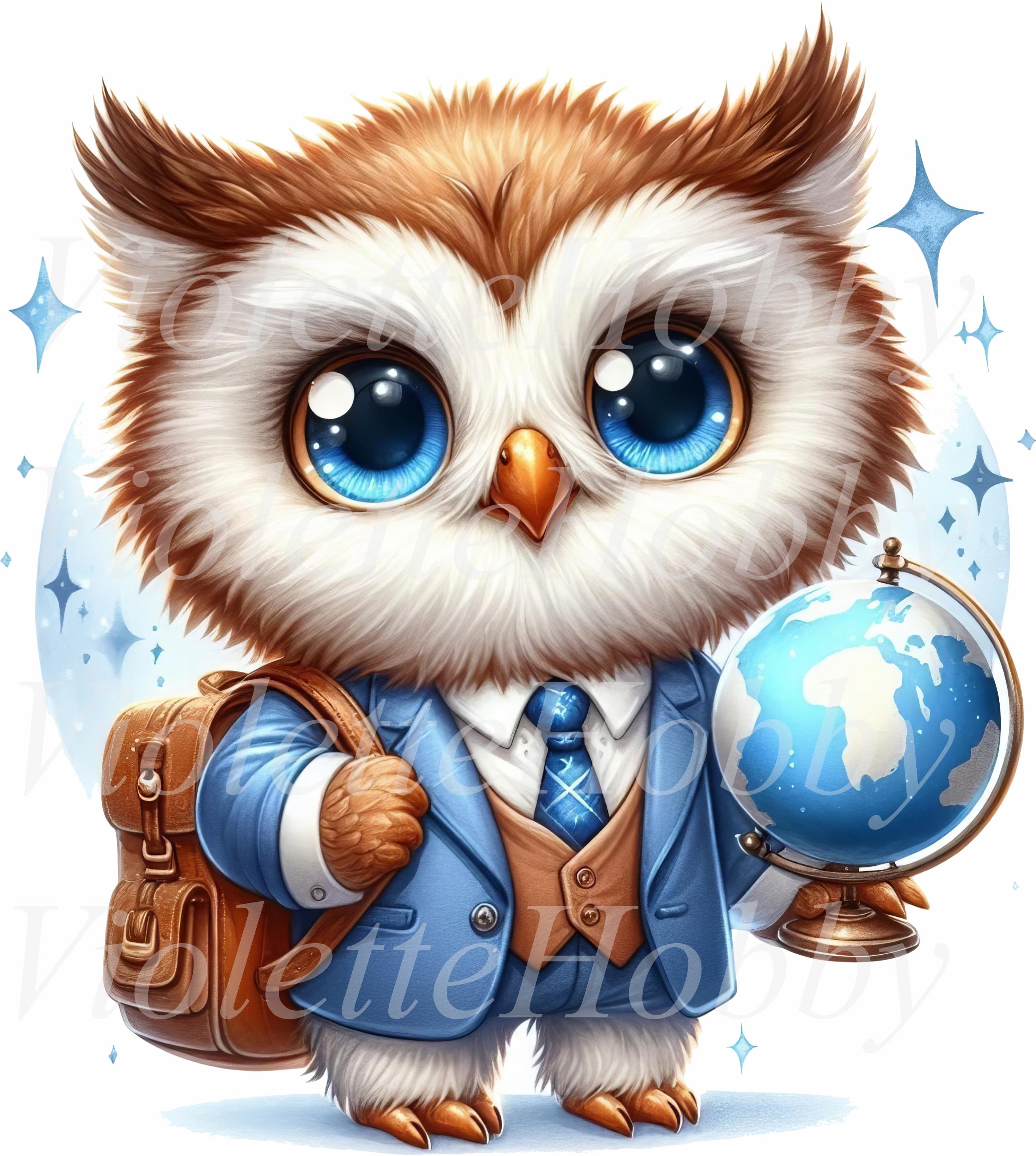10 PNG/ Back to School/cute Owls/owl Illustration/digital Download Art ...