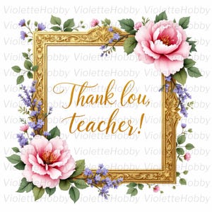 Thank You Teacher Floral PNG Clipart | Teacher Appreciation Frames ...