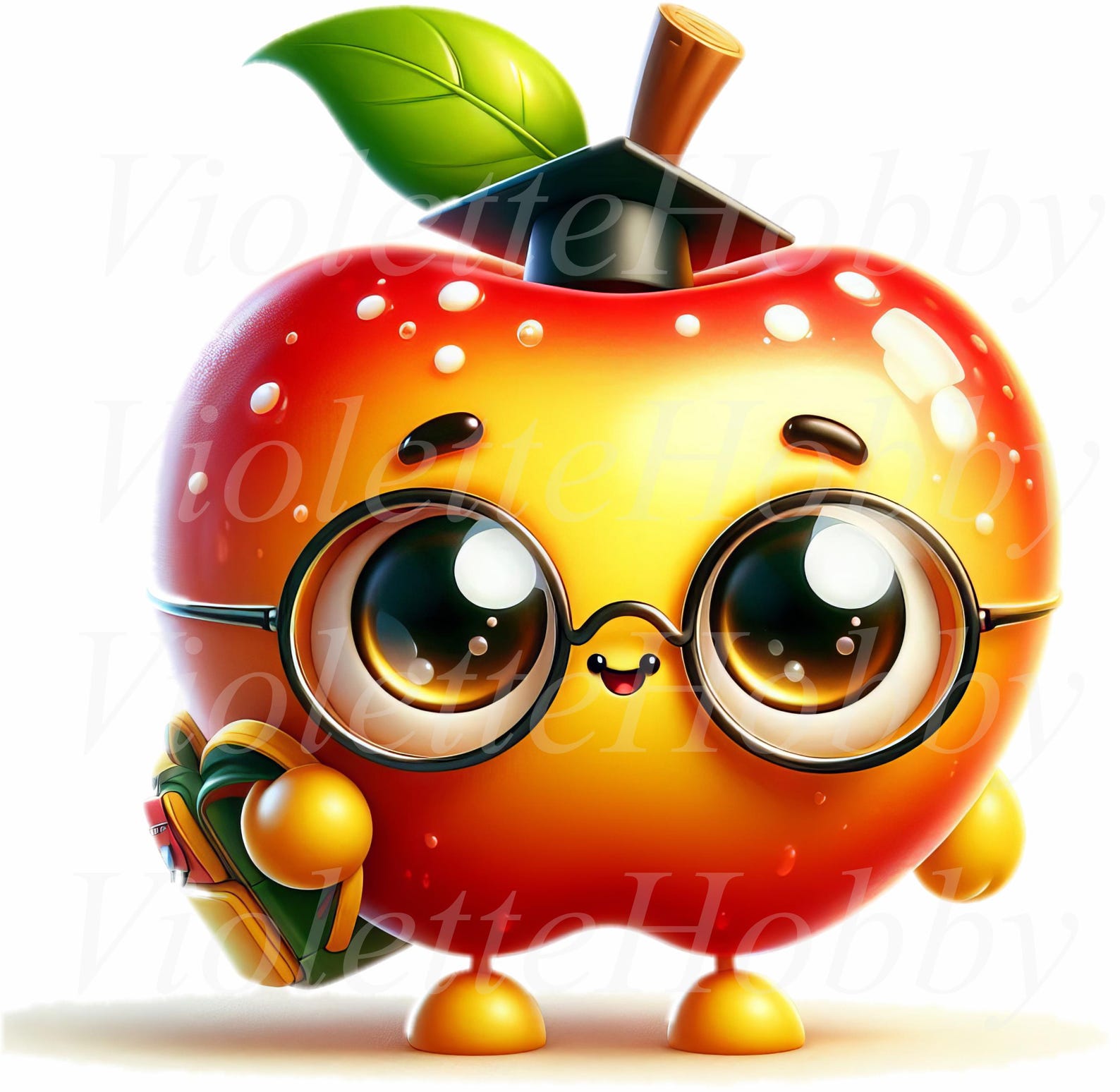Cute Apple Character PNG Clipart – Back to School Art (digital Download ...