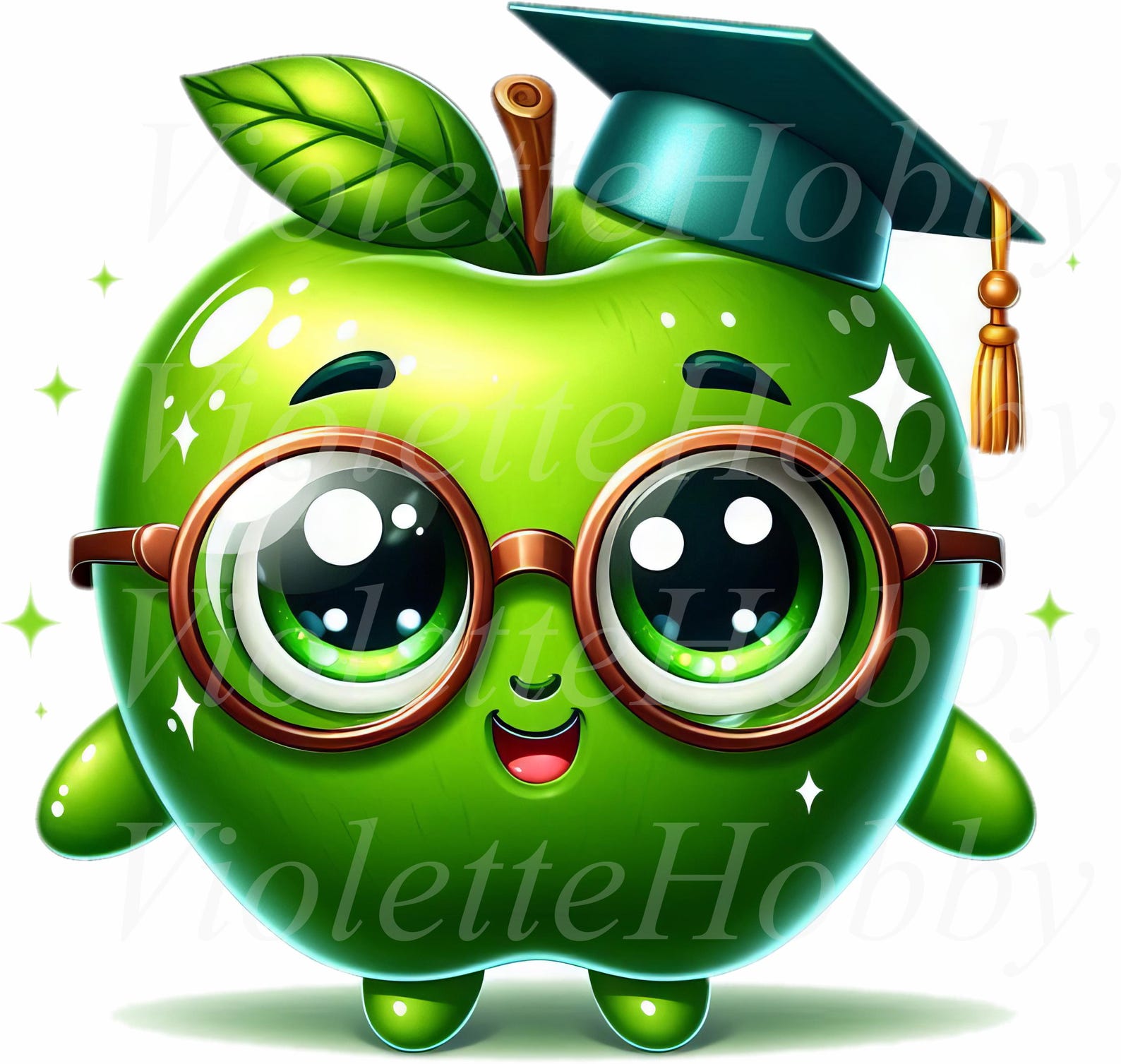 Cute Apple Character PNG Clipart – Back to School Art (digital Download ...