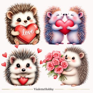 12 Valentine's Day Hedgehog PNG Clipart | Cute Animal Love ...