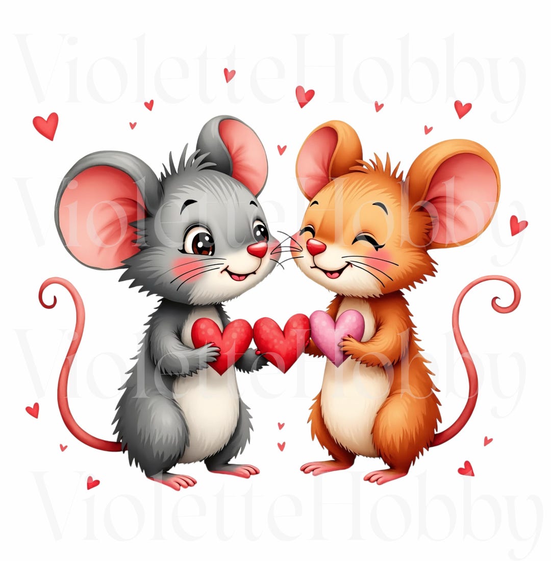 Romantic Mice Couple PNG Set | Valentine’s Day Clipart | Cute Mouse ...