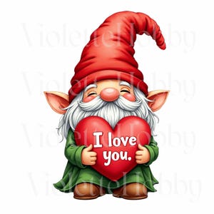 Valentine’s Day Gnomes Clipart Set | 12 PNG Files | Cute Love Gnomes ...