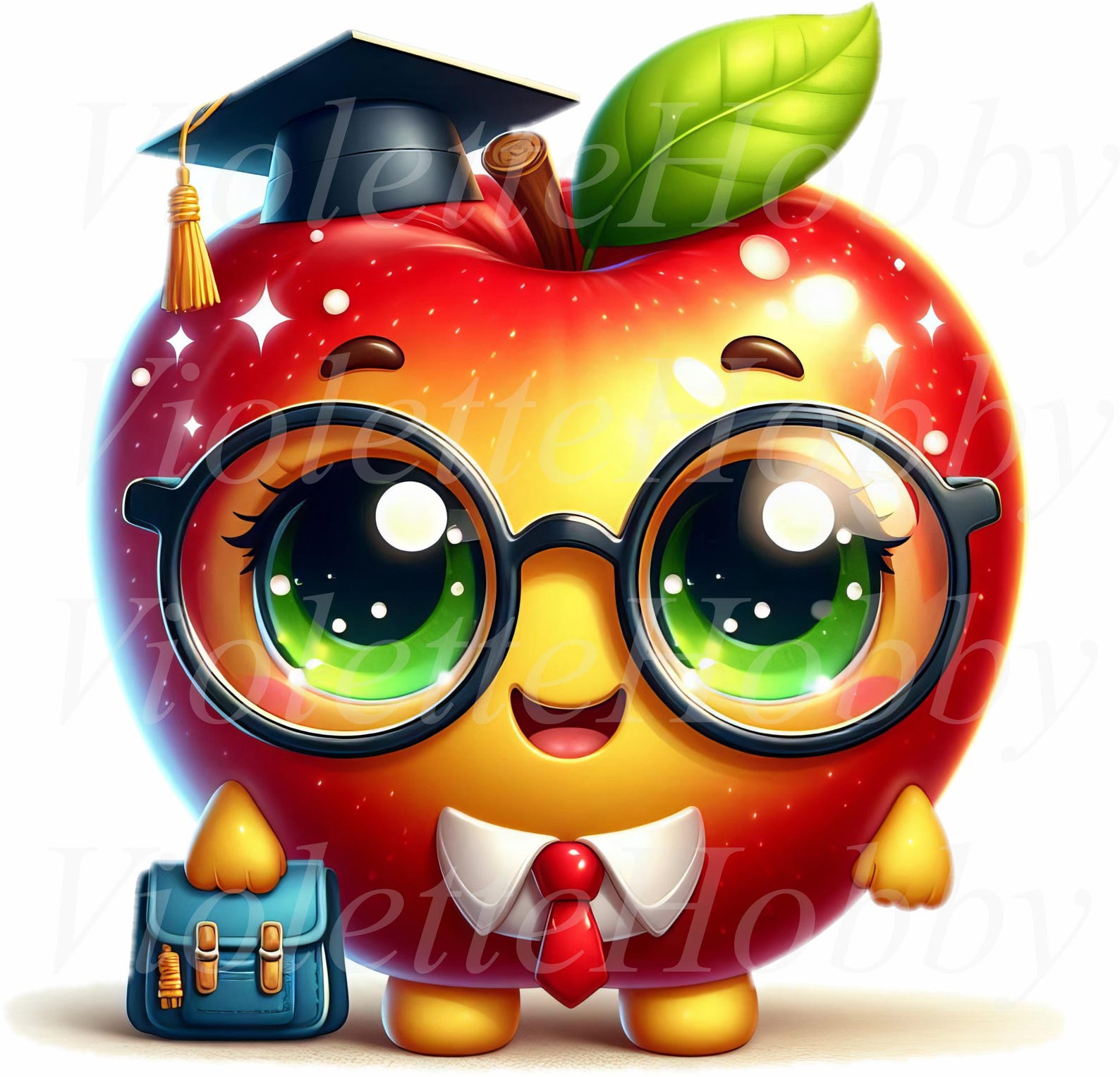 Cute Apple Character PNG Clipart – Back to School Art (digital Download ...