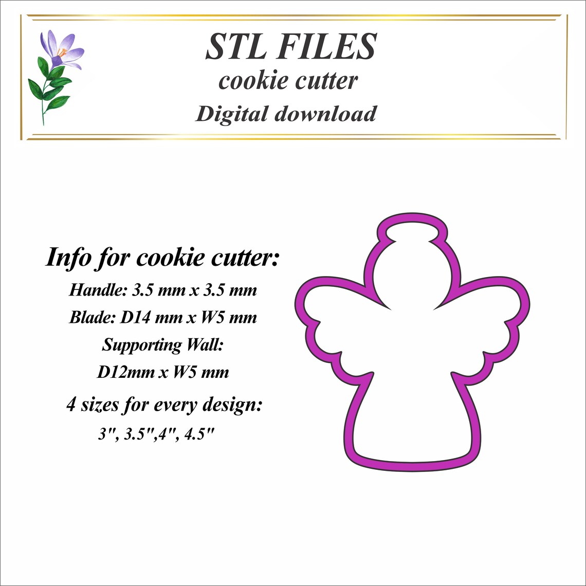 Angel Cookie Cutter/baking Tools/baking Tools/digital Download/stl ...