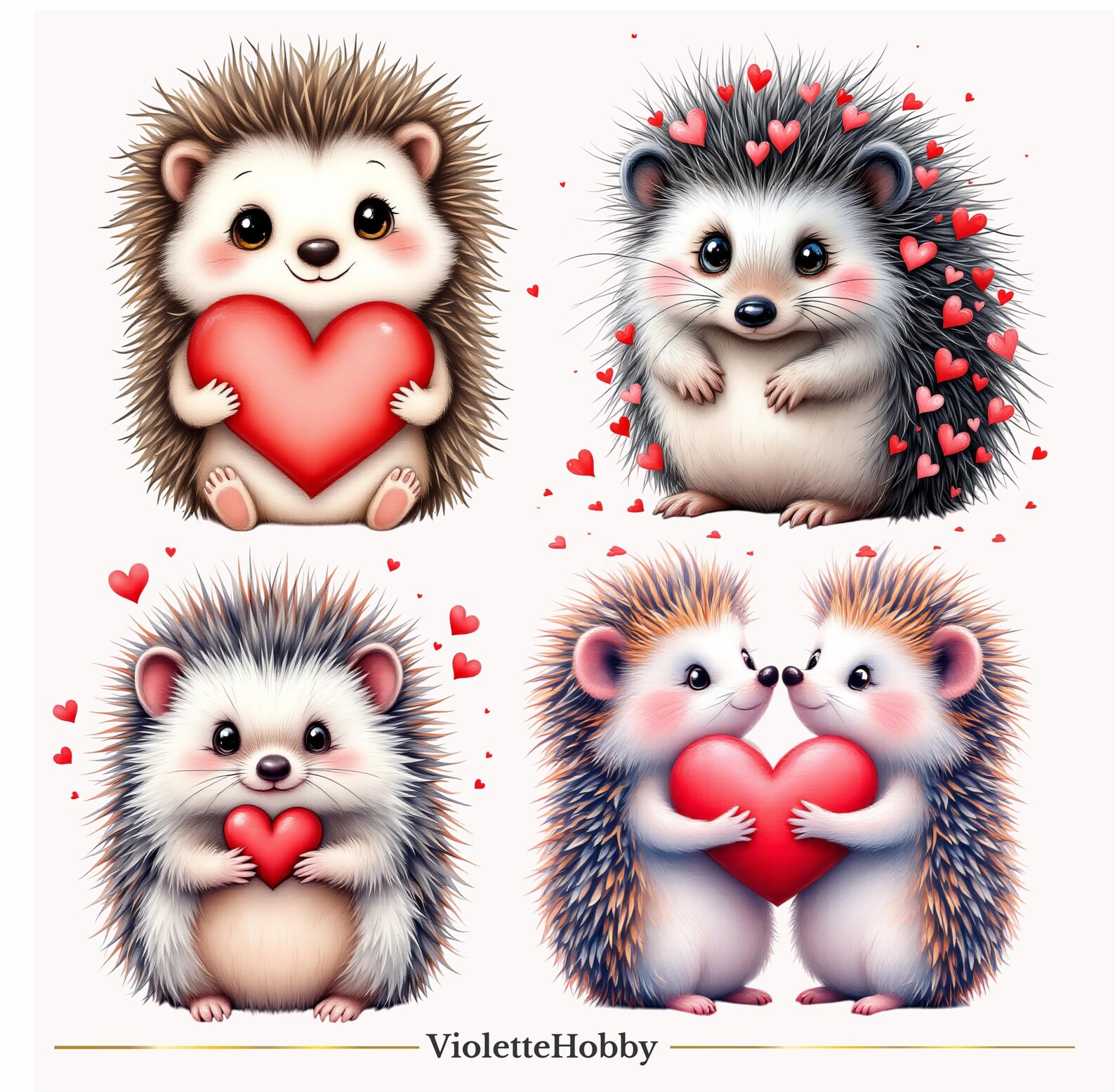 12 Valentine's Day Hedgehog PNG Clipart | Cute Animal Love ...