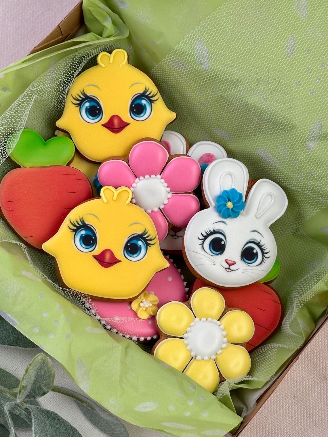 Bunny & Chick Faces Clipart: Edible Printing, Cookie Decor (40 PNG ...