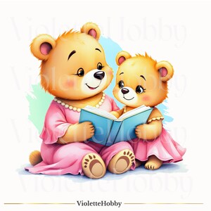 Mother’s Day Bear Clipart PNG | Mom and Baby Bear Clip Art | Cute ...