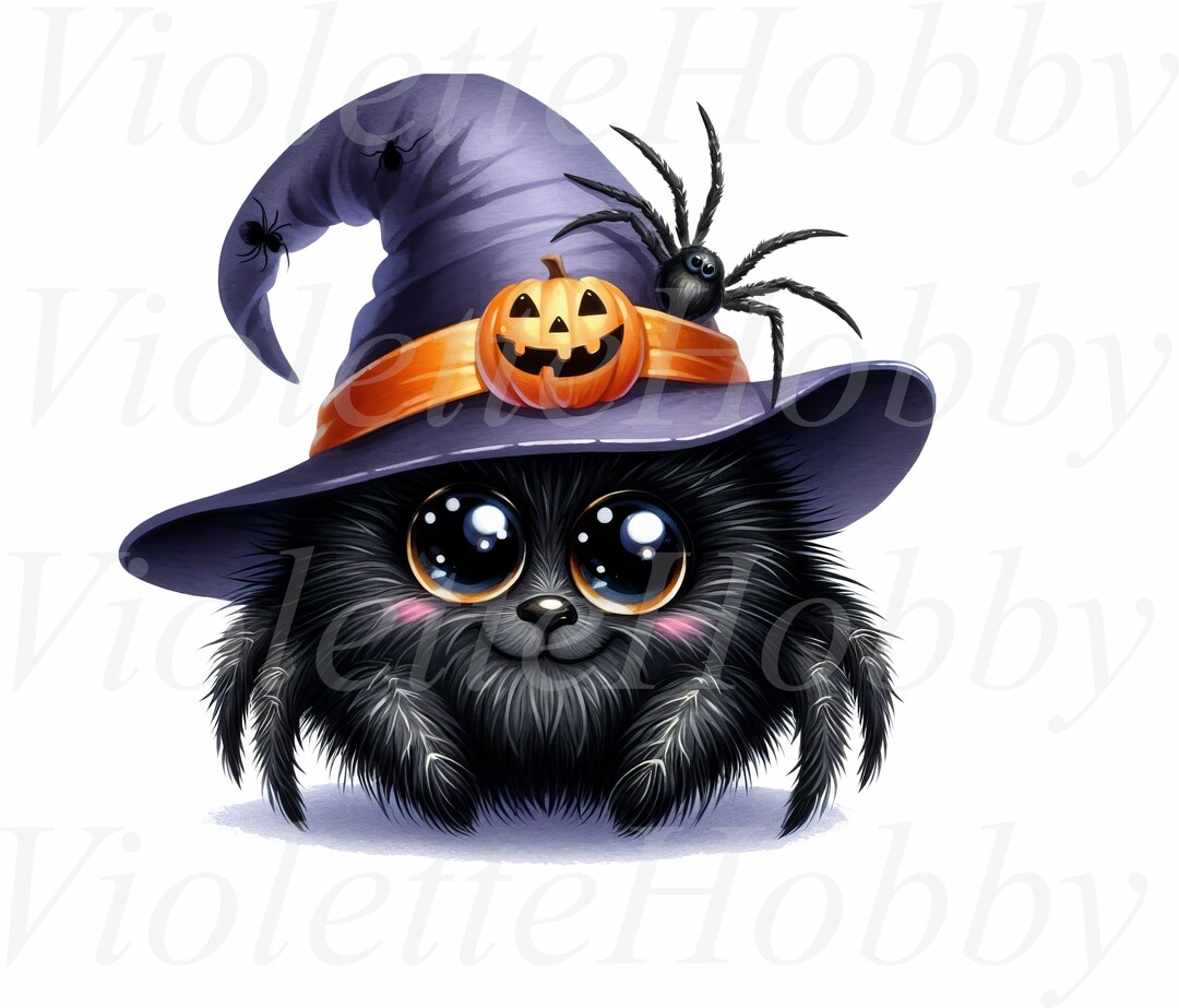Halloween Digital Clipart - Cute Witch, Ghost, Black Cat Illustrations ...