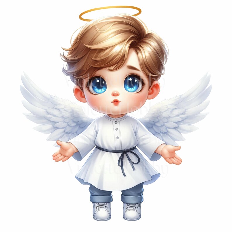 Diverse Angel Children Clipart Collection Floral Crowned Winged Figures ...
