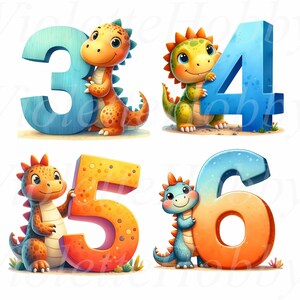 Baby Dragon Art/ Clipart/ Dinosaur Number Art/dinosaur Party Decor ...