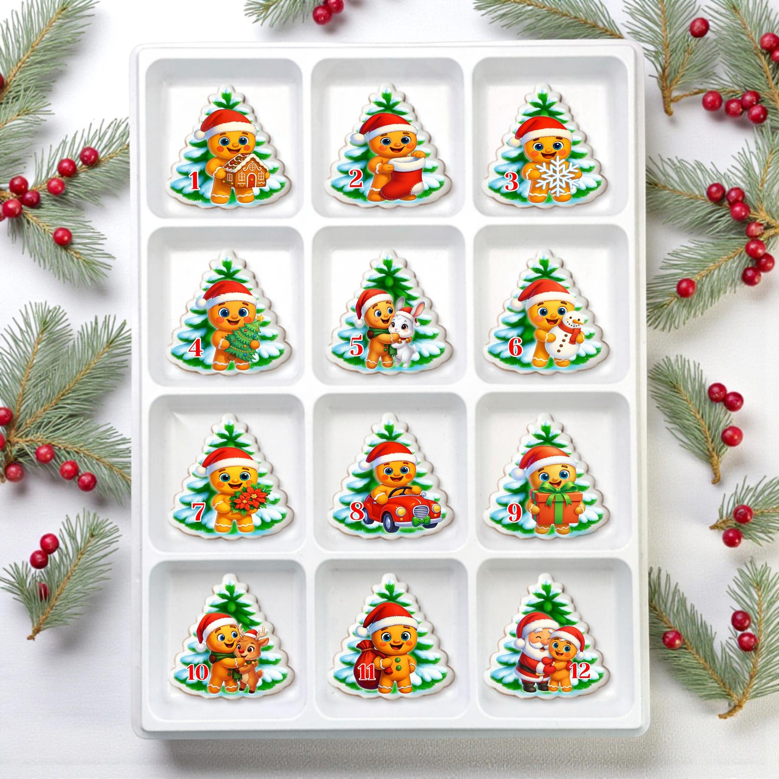 Gingerbread Advent Calendar Clipart Bundle: Christmas Countdown PNG ...